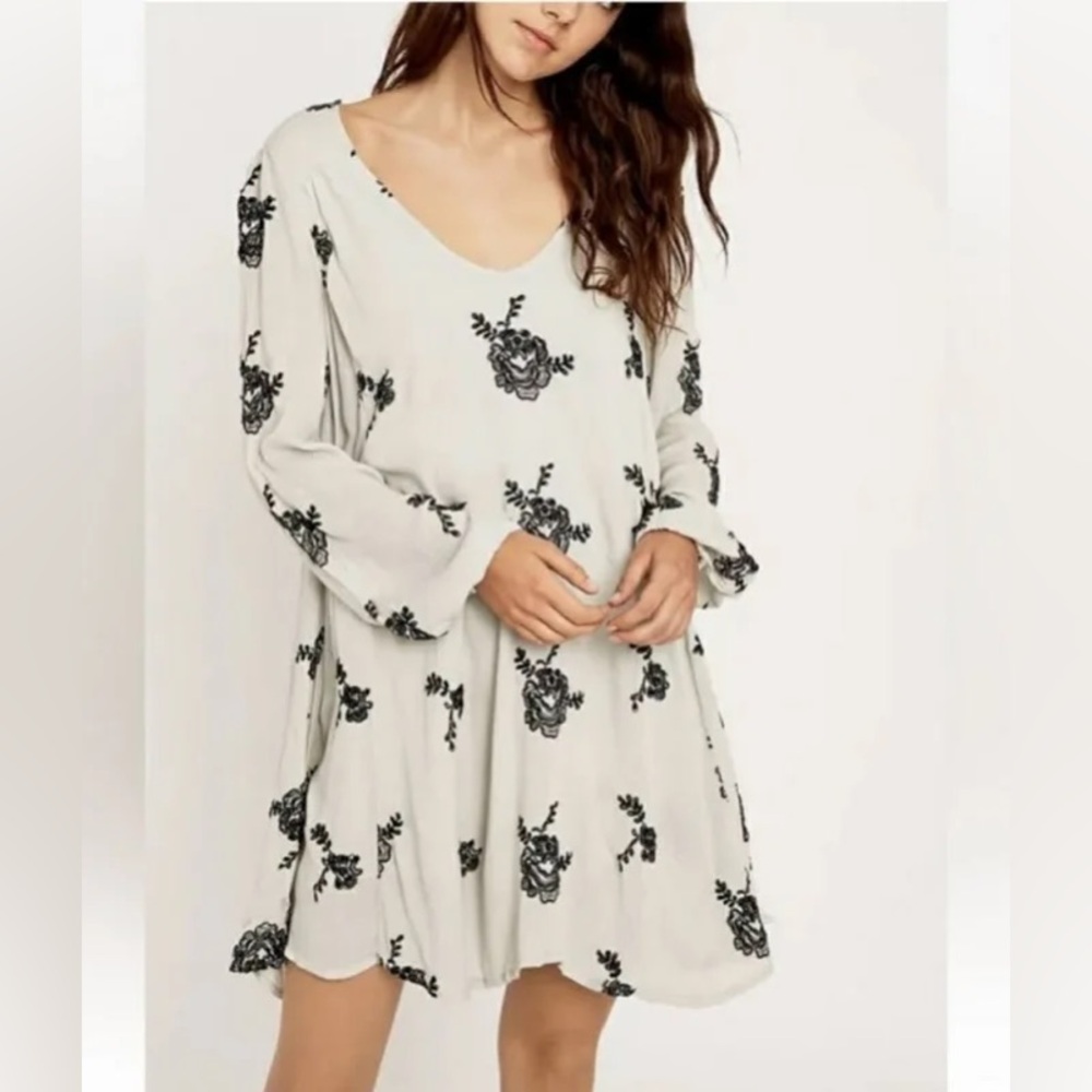 Free People Emma Austin Tunic Mini Dress Blue/Silver - Gem